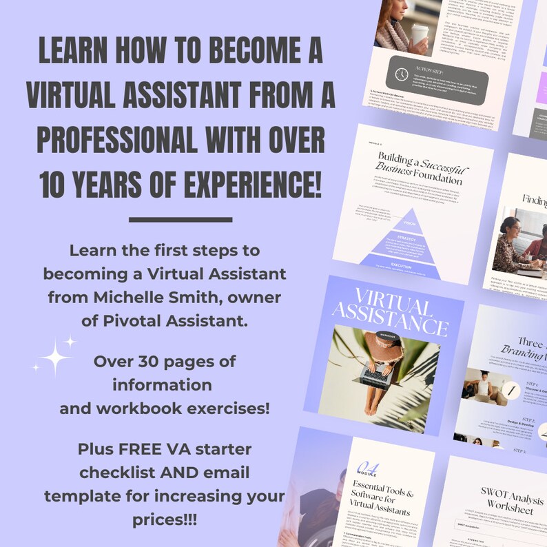 Become a Virtual Assistant Learn From a Pro Fillable Ebook / Workbook. the Ultimate Starter ...