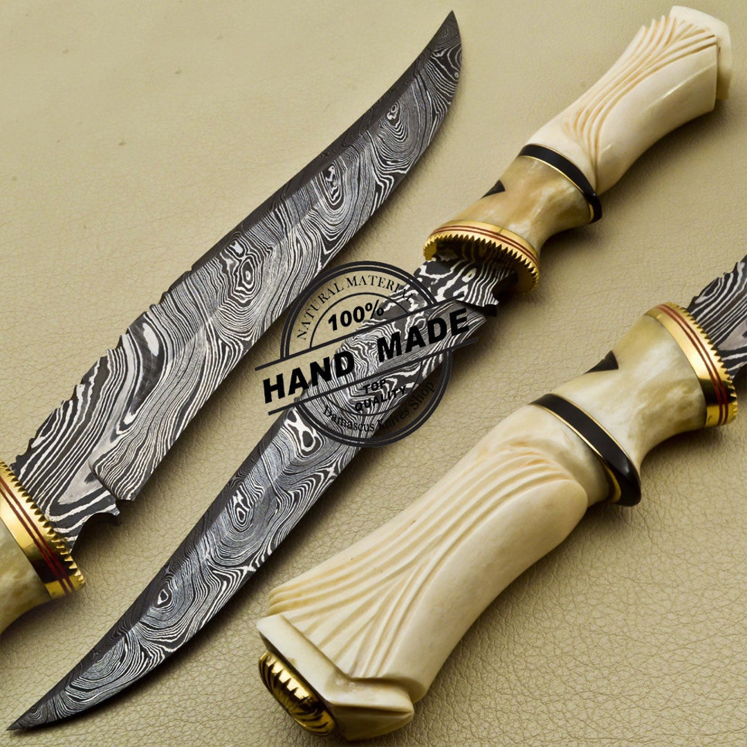Fancy Damascus Bowie Knife Custom Handmade Damascus Steel - Etsy