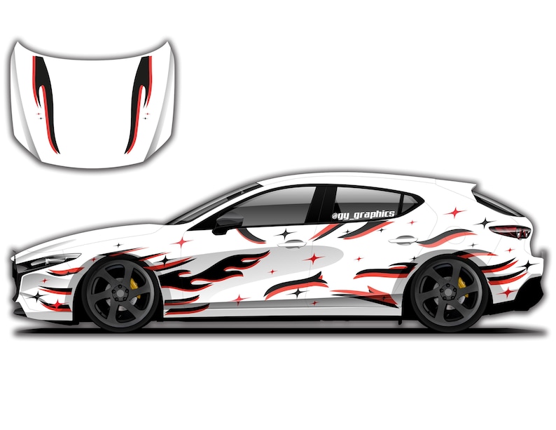HOCHIZORA Livery Left and Right Sides Custom Racing Decals Drift Racing ...