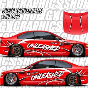 Unleashed Livery Left and Right Sides Custom Text Racing Decals Drift ...