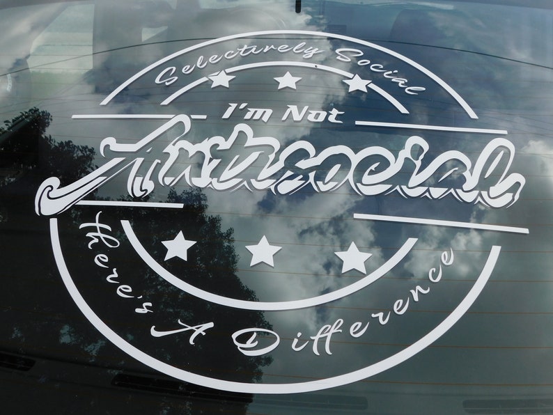 Antisocial V1 Windshield Rear Window Decal Car Sticker Banner - Etsy