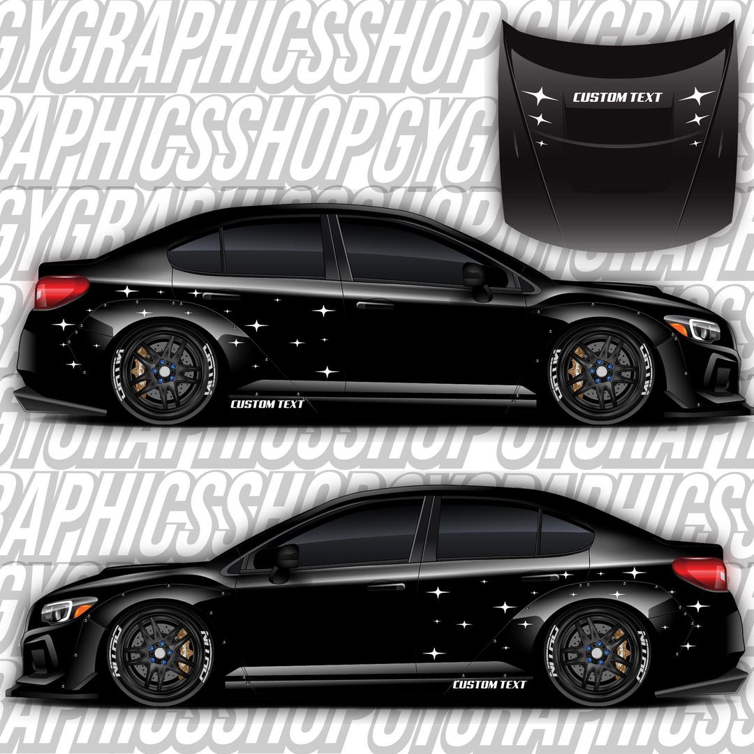 4 Point Stars Livery Hood Custom Racing Decals Drift Racing Door Banner ...