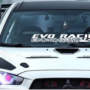 Evo Racing Windshield Decal Car Sticker Banner JDM Vinyl Graphics Fits ...