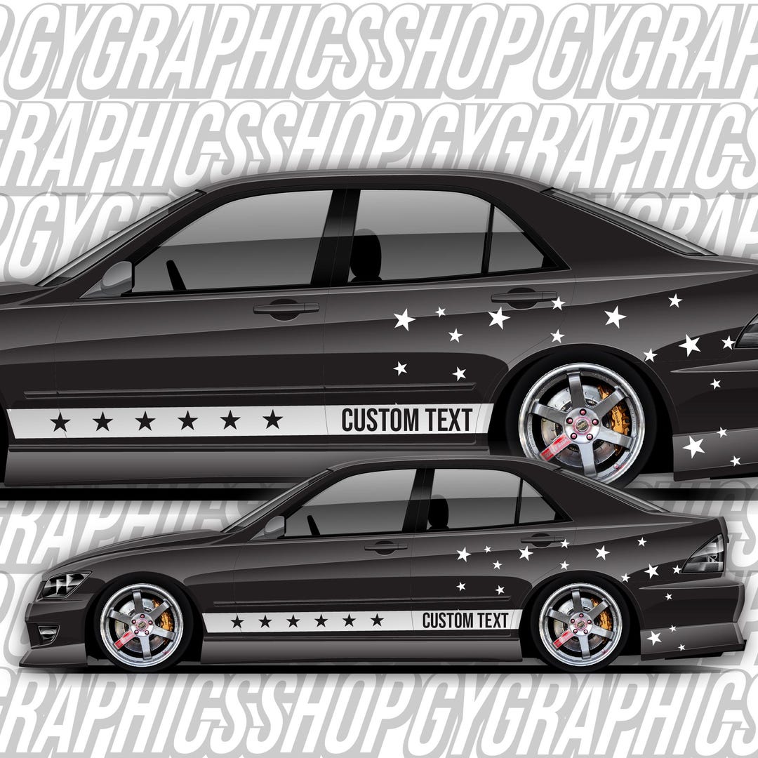 Custom Text Stars Livery Hood Custom Racing Decals Drift Racing Door ...