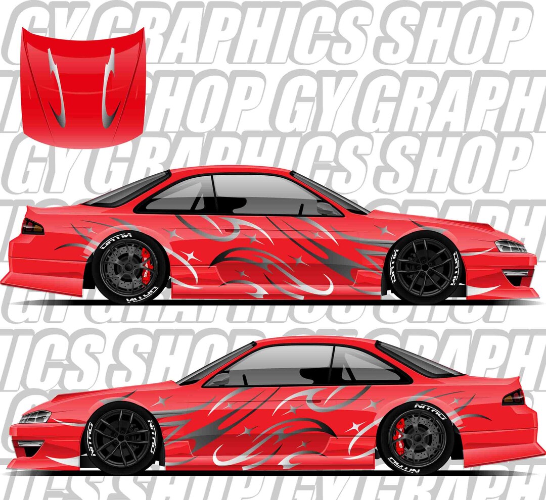 RAKUGAKI V2 Livery Left and Right Sides Custom Racing Decals Drift ...