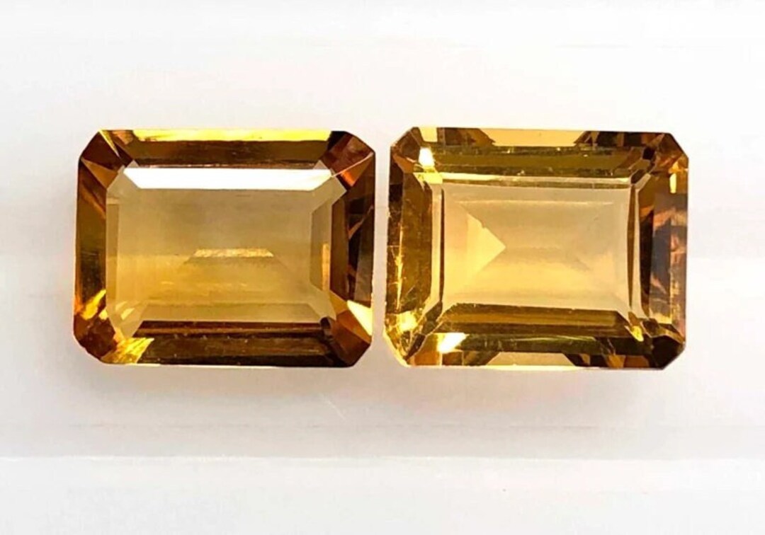 Natural Citrine Octagon Cut Pair Shape Gemstone Faceted Cut Pair ...