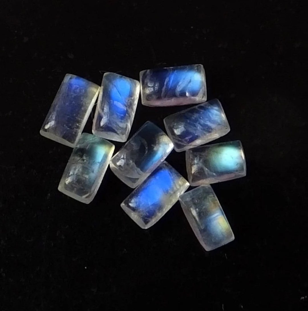 Natural Rainbow Moonstone Octagon Shape Cabochons Gemstone Sizes 5x7mm ...