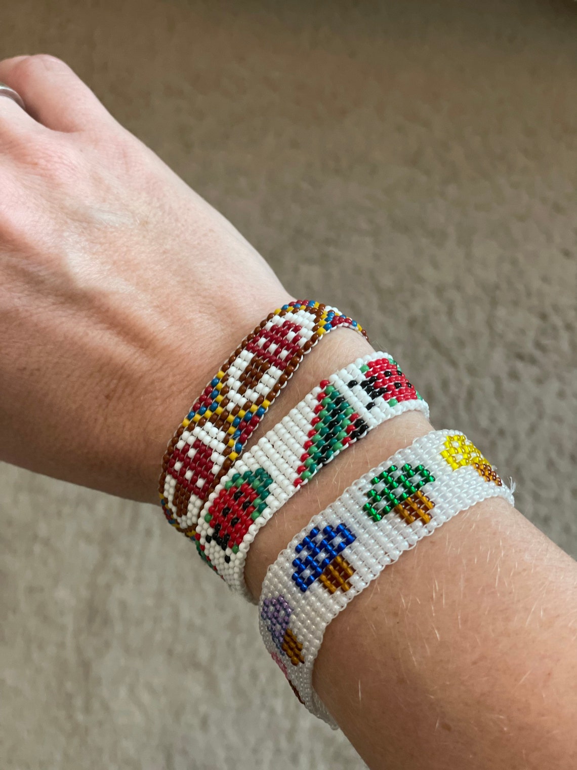 Seed Bead Friendship Bracelets Mushroom Bracelets | Etsy