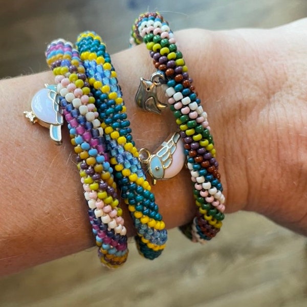 Seed Bead Friendship Bracelets Mushroom Bracelets, Multicolor Bracelets ...