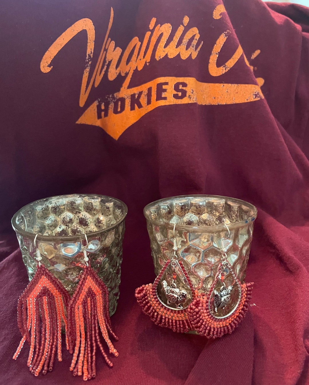 Virginia Tech Hokie Seed Bead Earrings - Etsy