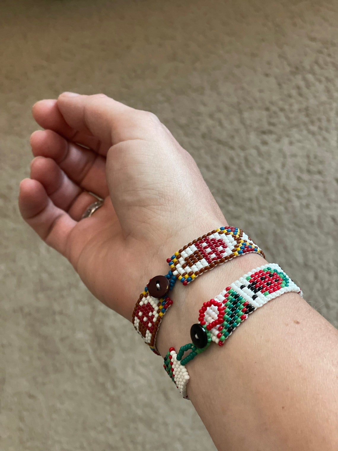 Seed Bead Friendship Bracelets Mushroom Bracelets | Etsy