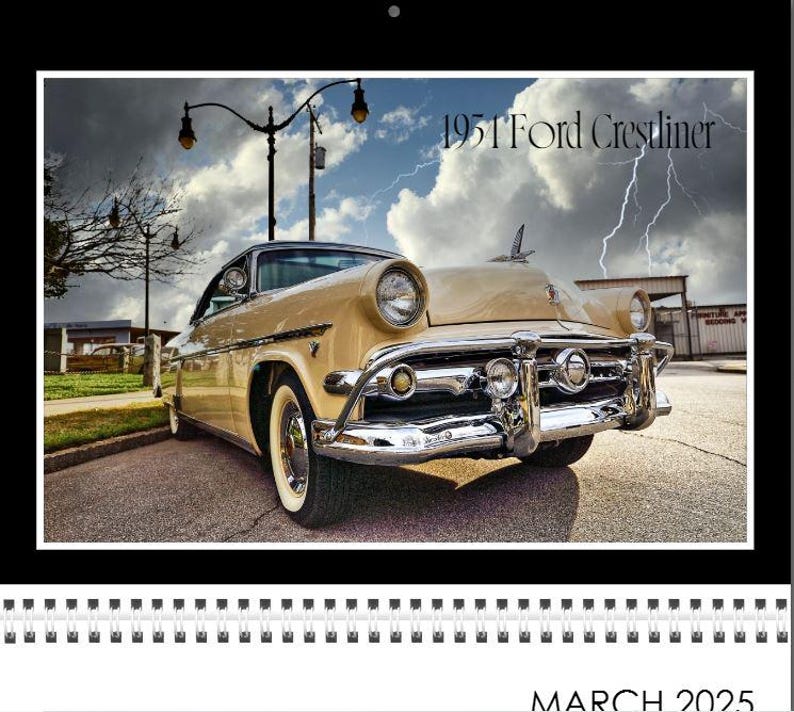 Customizable 1950's Car Calendar 2025 Your Photo Starts Any Month ...