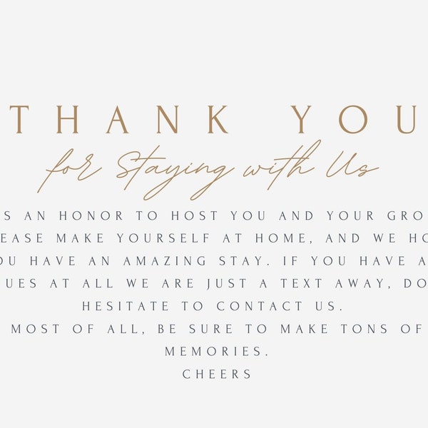 Airbnb Thank You Note - Etsy