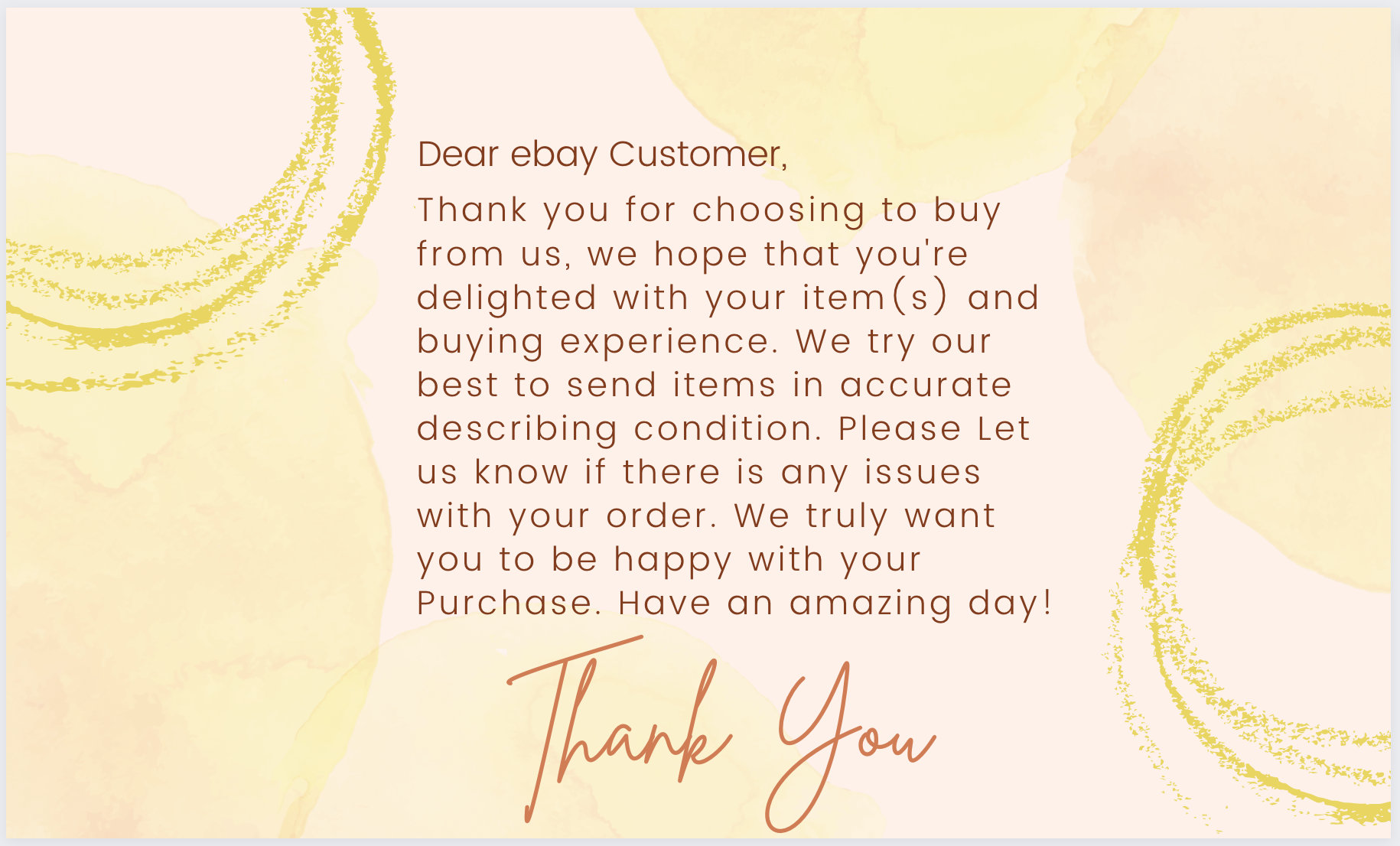 Ebay Seller Thank You Insert Card, Canva EDITABLE Ebay Super Seller ...