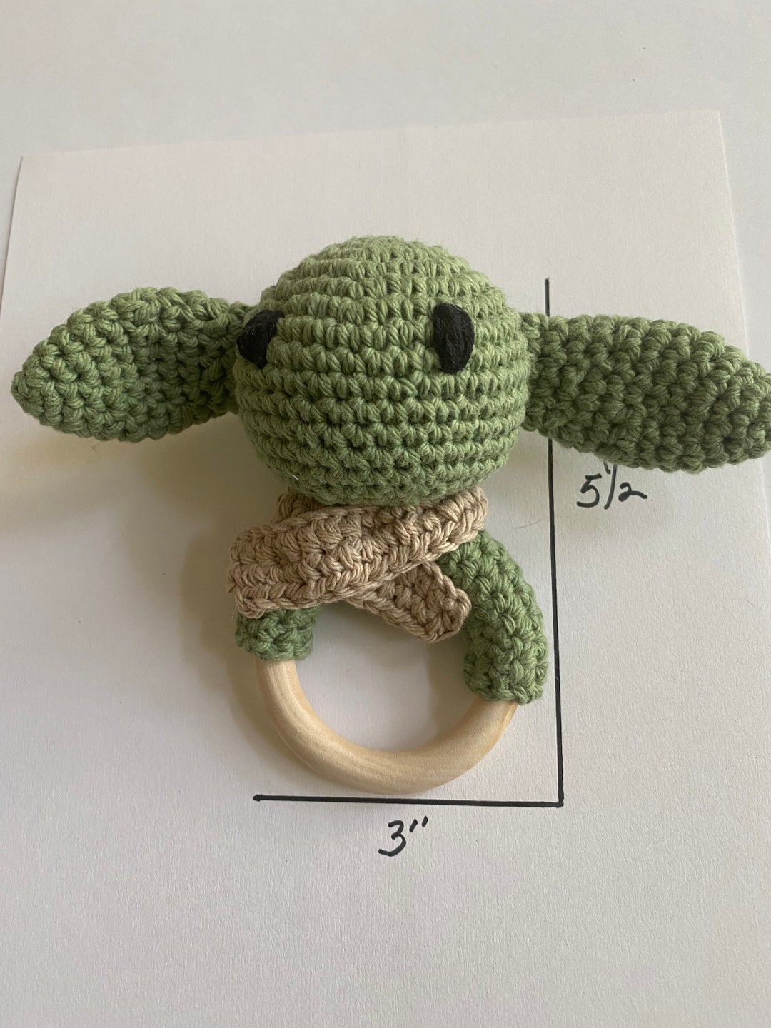 Crochet baby Yoda Rattle & Teething Ring, Star Wars, Grogu, Handmade - Etsy