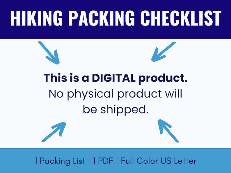 Hiking Packing List PDF, Printable Hiking Trip Packing Checklist ...