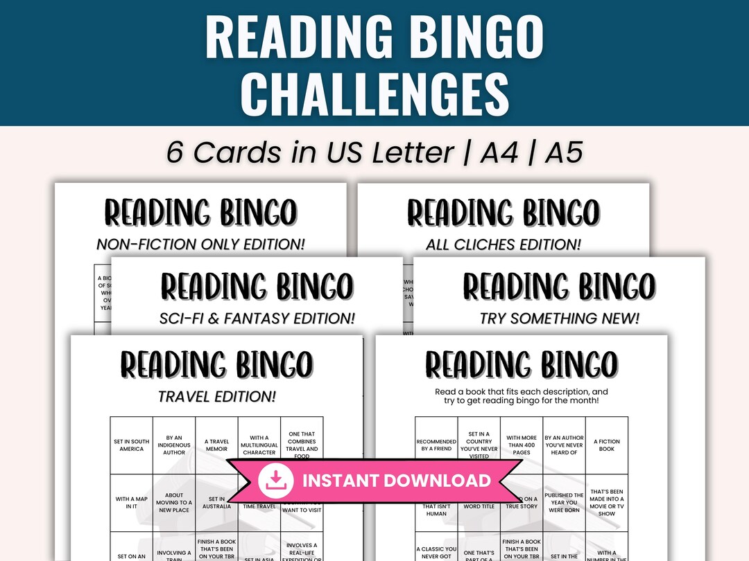 Book Bingo Reading Challenge, Book Challenge for Adults, Reading Game ...