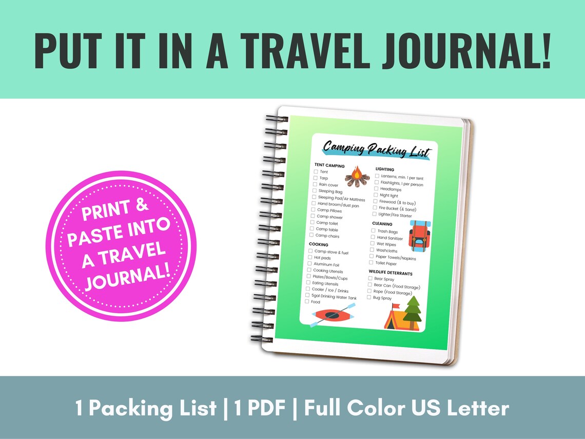 Camping Packing List PDF, Printable Camping Trip Packing Checklist ...