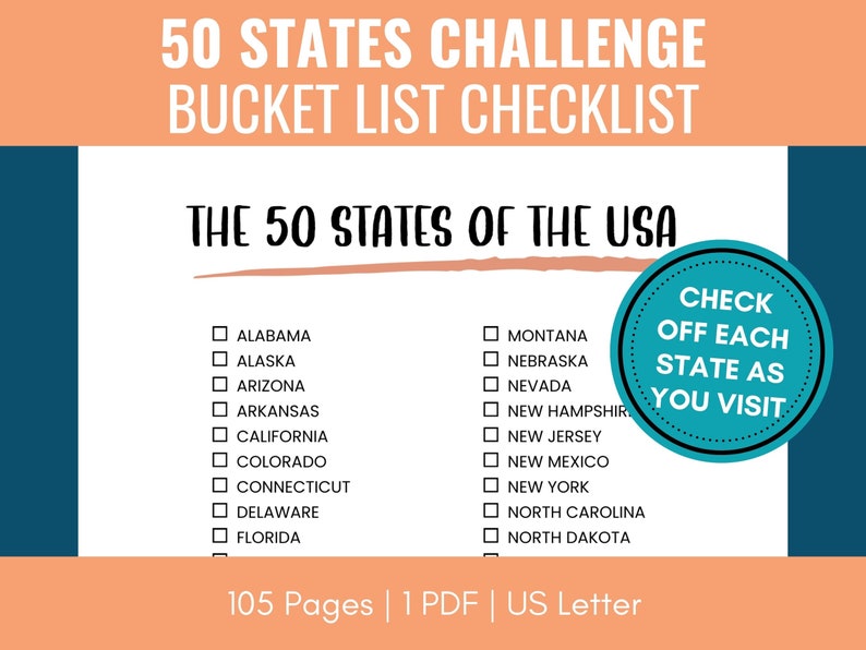 50 States Challenge Travel Journal, My 50 States Adventure Journal ...