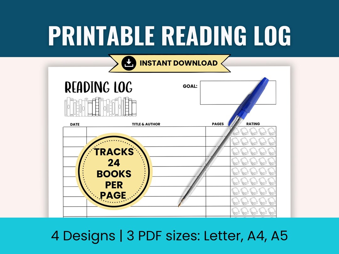 Printable Reading Log, Reading Tracker, Book Log, Book Challenge, Books ...