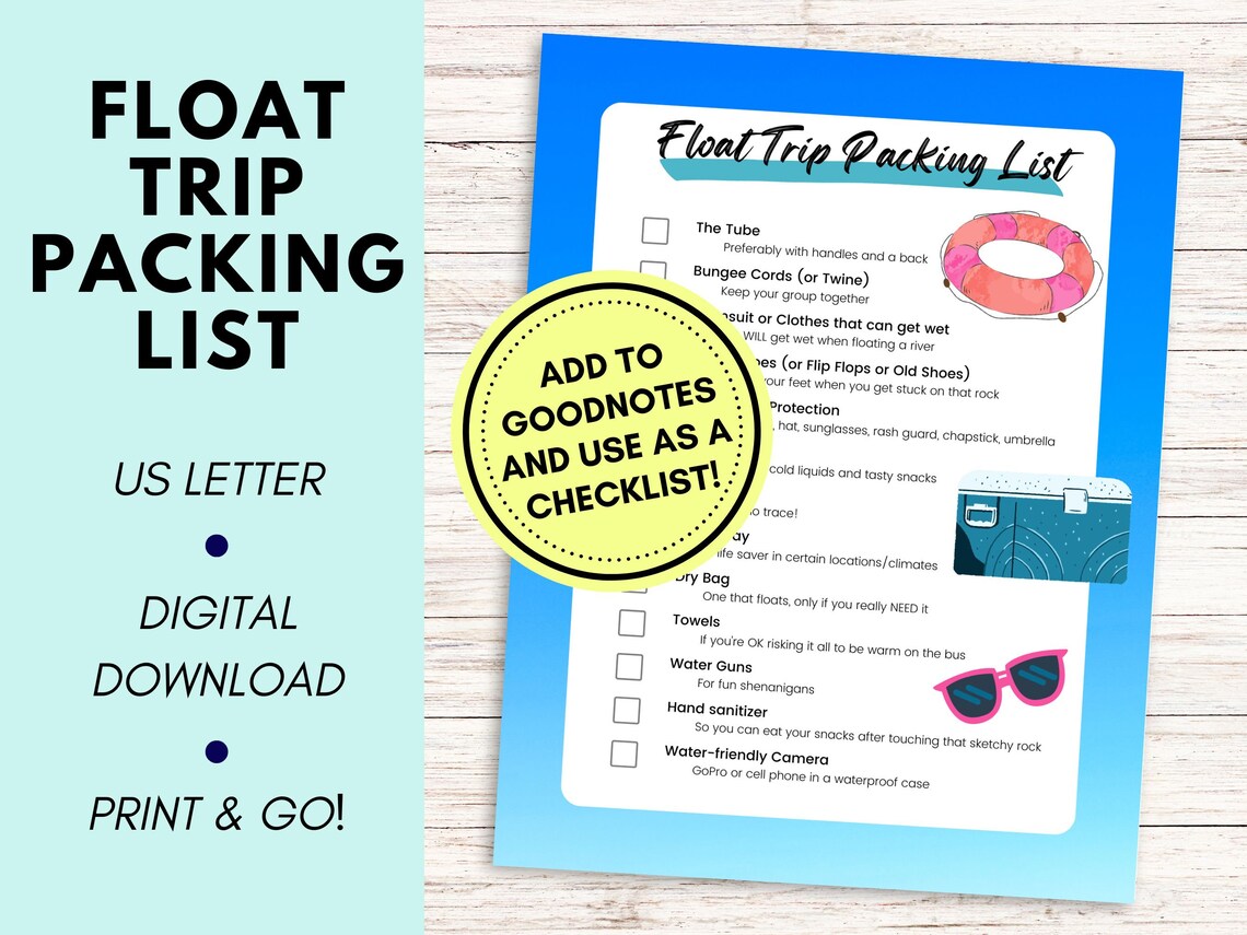 Float Trip Packing List PDF, Printable Float Trip Packing List, River ...
