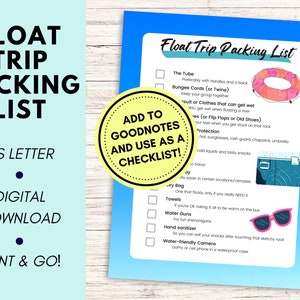 Float Trip Packing List PDF, Printable Float Trip Packing List, River ...