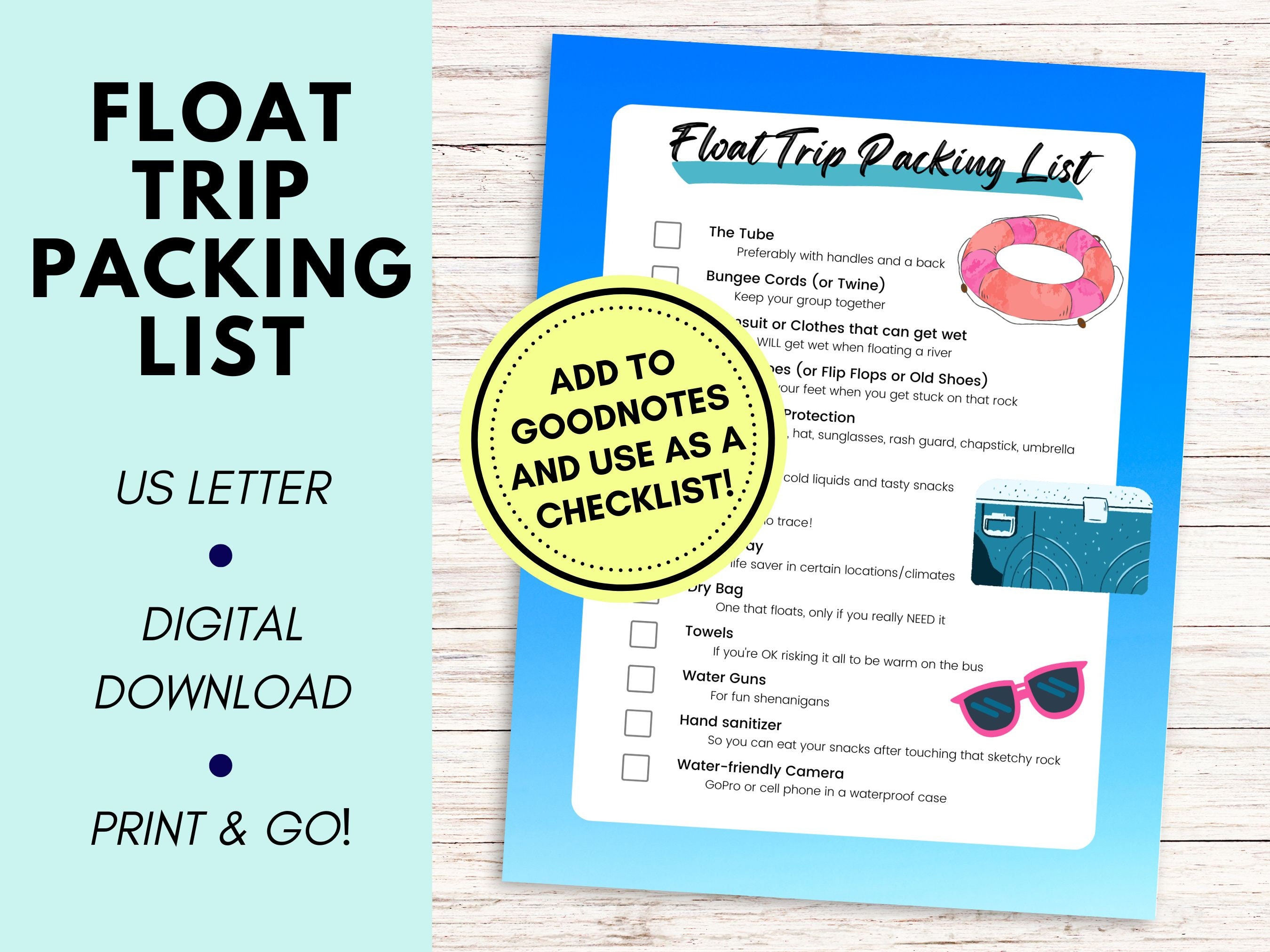 Float Trip Packing List PDF, Printable Float Trip Packing List, River Float Trip Checklist ...