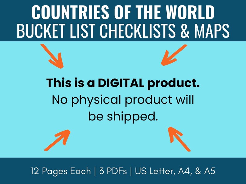 Countries of the World Bucket List Checklist & Map Bundle, 6 Printable ...