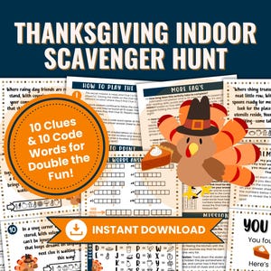 Indoor Thanksgiving Scavenger Hunt, Printable Turkey Treasure Hunt ...