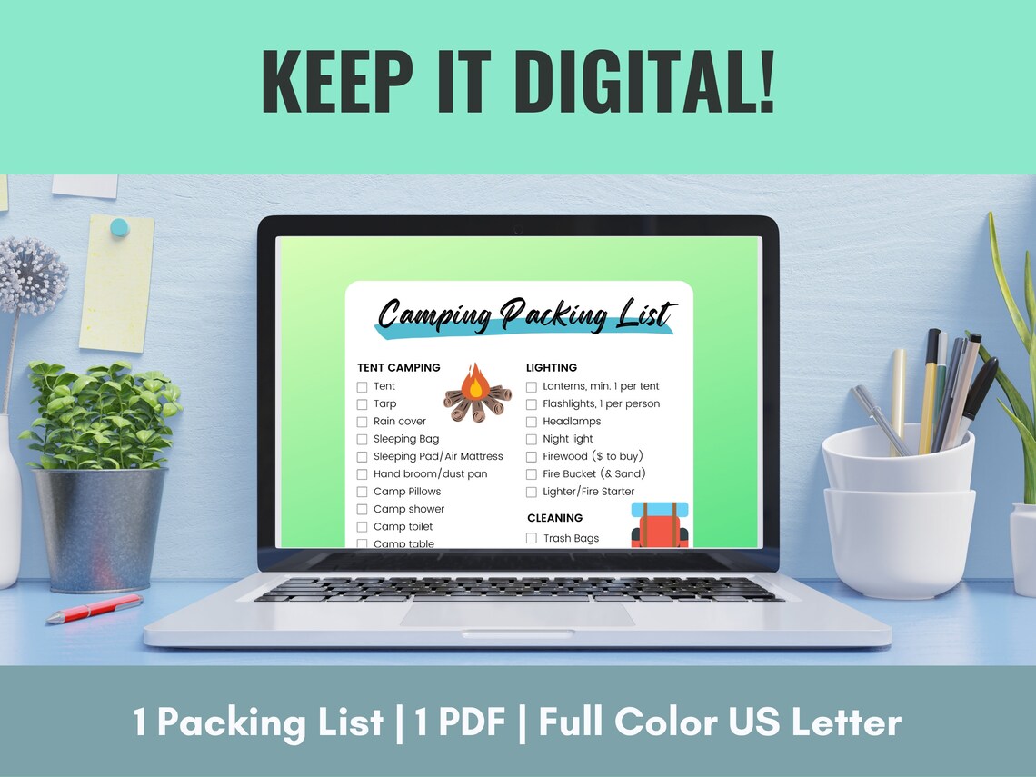 Camping Packing List PDF, Printable Camping Trip Packing Checklist ...