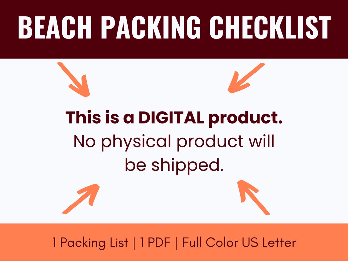 Beach Packing List PDF, Printable Beach Trip Packing Checklist, Beach ...