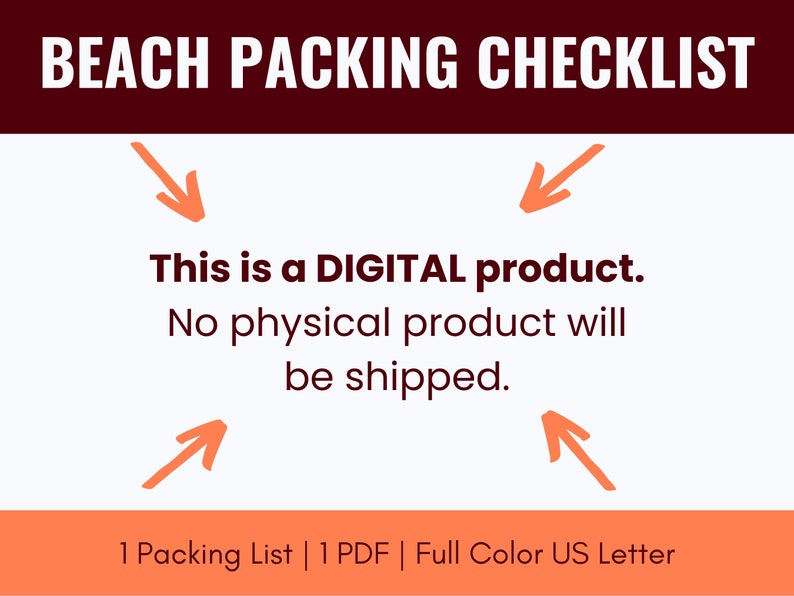 Beach Packing List PDF, Printable Beach Trip Packing Checklist, Beach ...