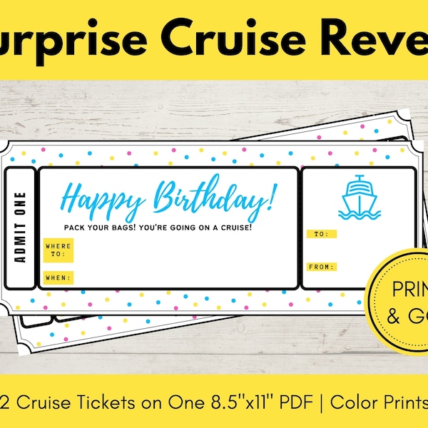Happy Birthday Cruise Ticket - Etsy