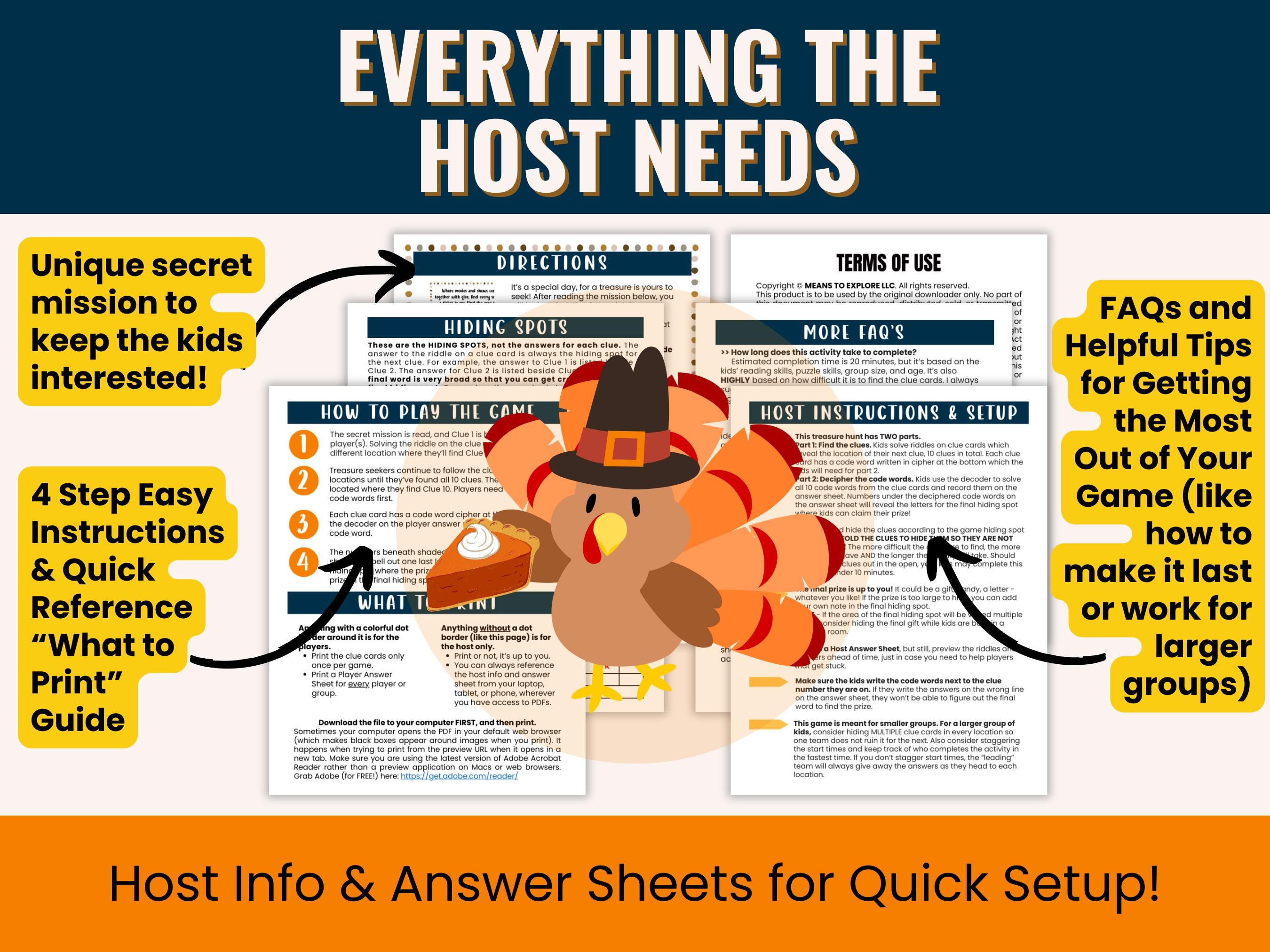 Indoor Thanksgiving Scavenger Hunt, Printable Turkey Treasure Hunt ...