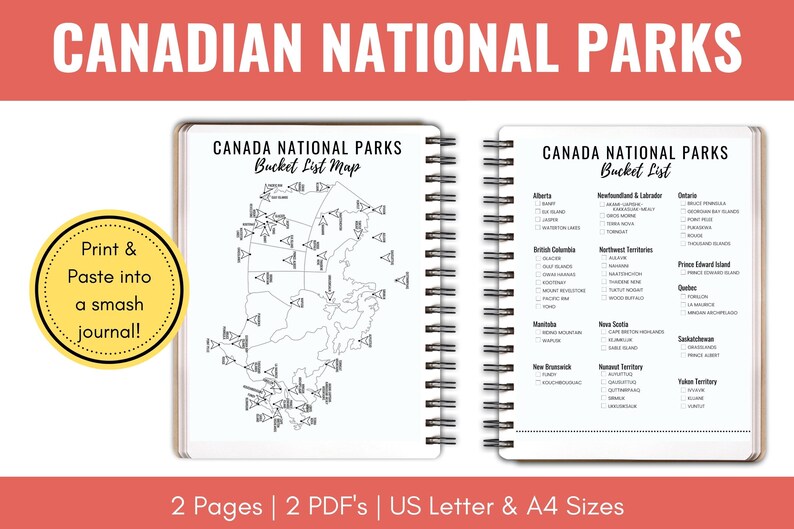 Canada National Parks Bucket List and Map PRINTABLE, 48 Parks Map ...