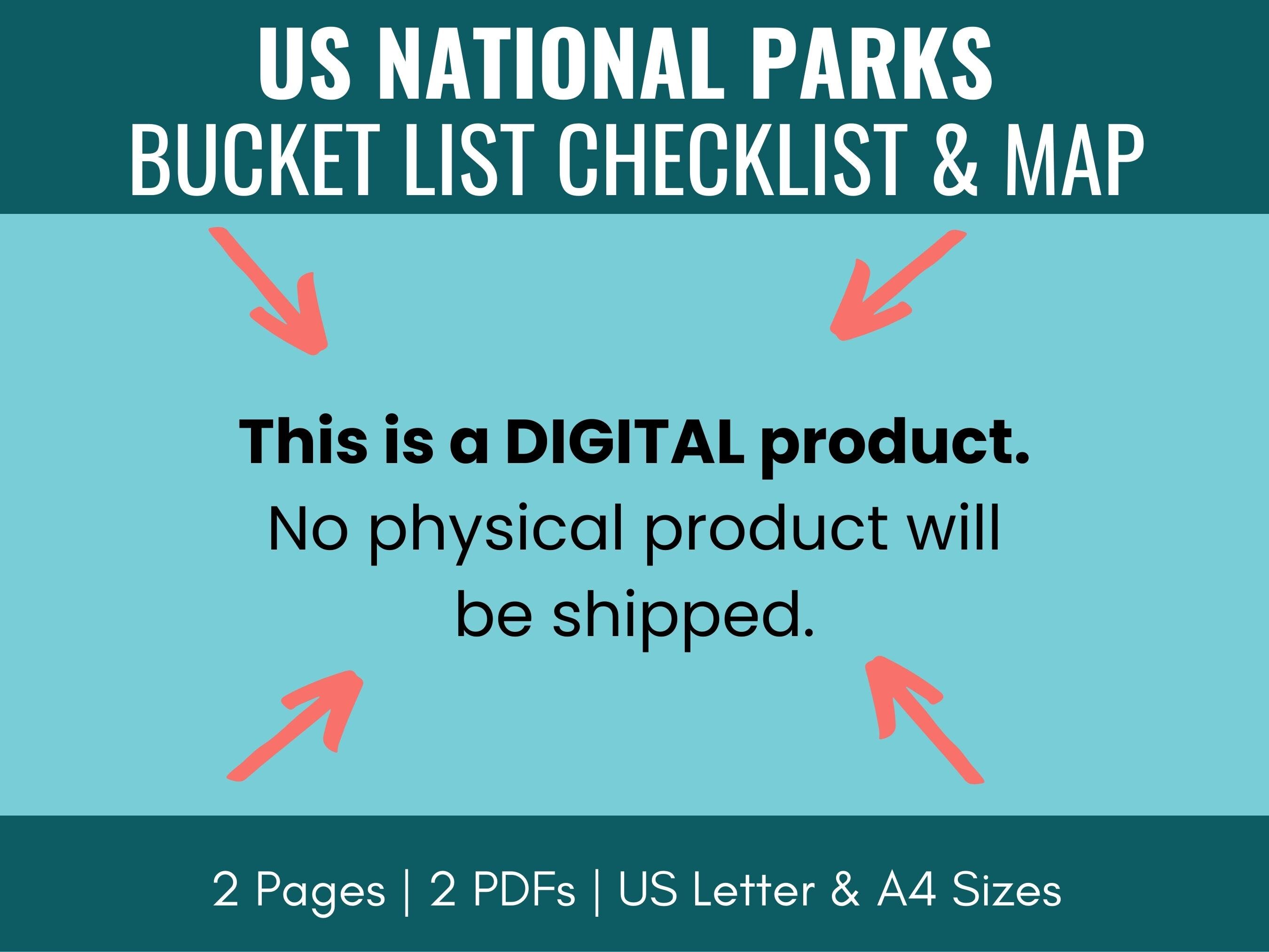 US National Parks Bucket List and Map PRINTABLE, 63 Parks Travel Map ...