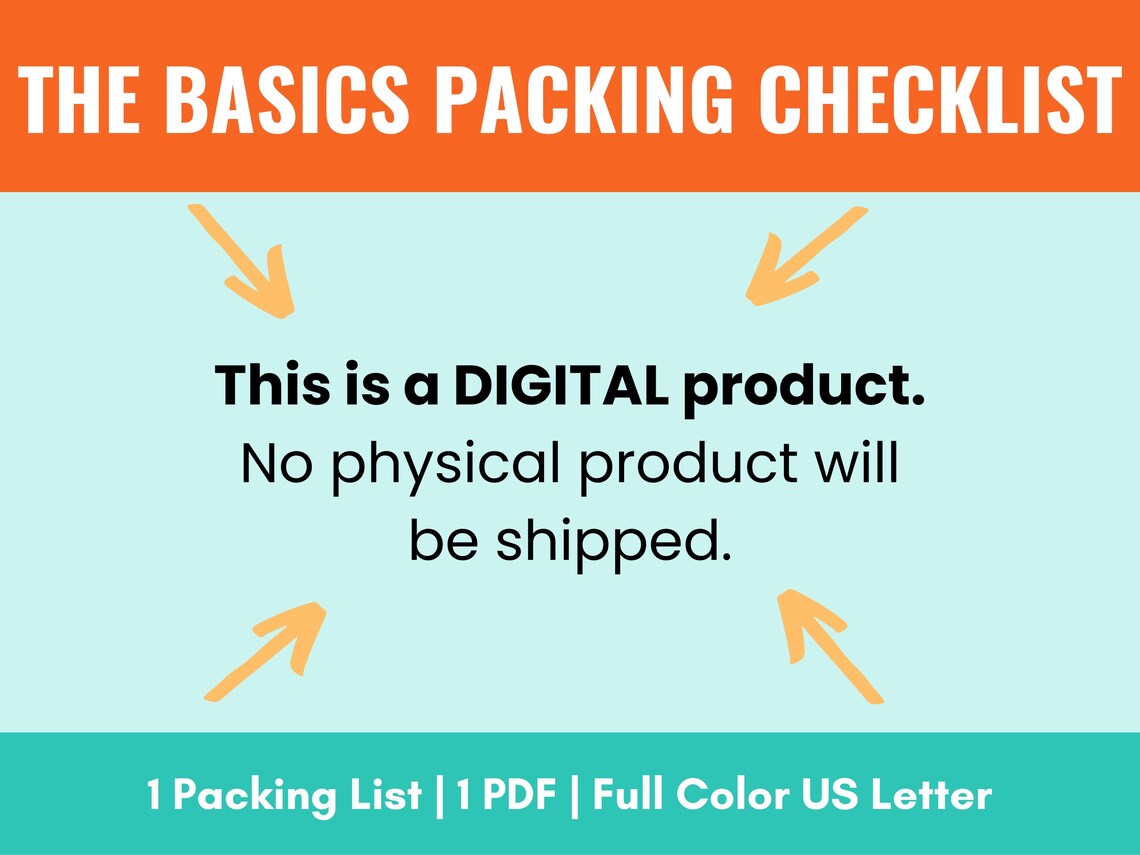 The Basics Travel Packing List PDF, Printable Packing Checklist, Digital Packing Checklist ...