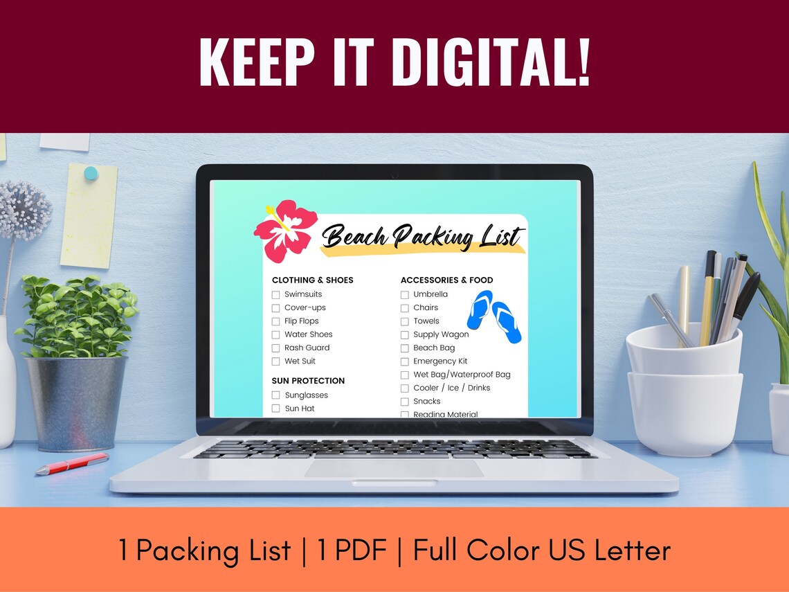 Beach Packing List PDF, Printable Beach Trip Packing Checklist, Beach ...