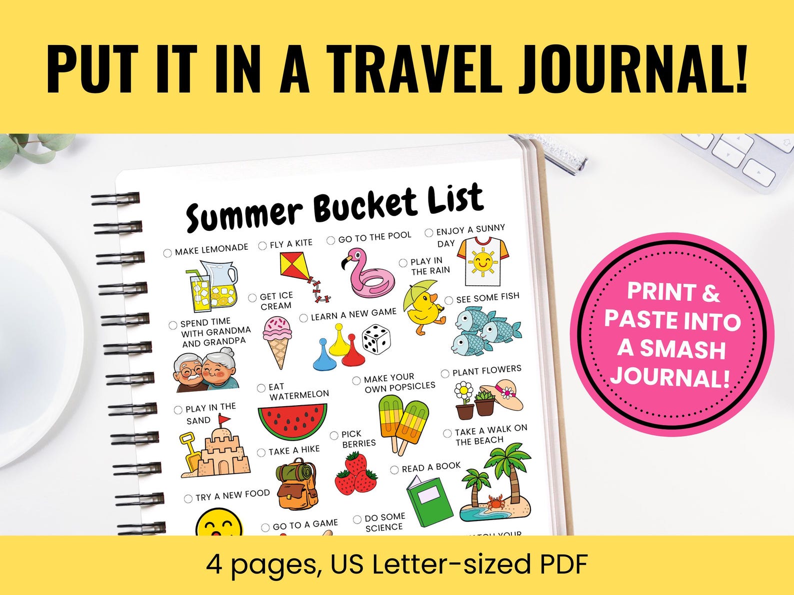 Summer Bucket List for Kids, Colorful Summer Checklist, Summer Break ...