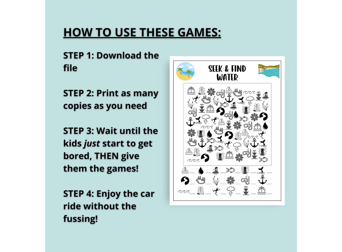 Printable Road Trip Games Mega Pack, 40 Games for Kids With Solutions ...