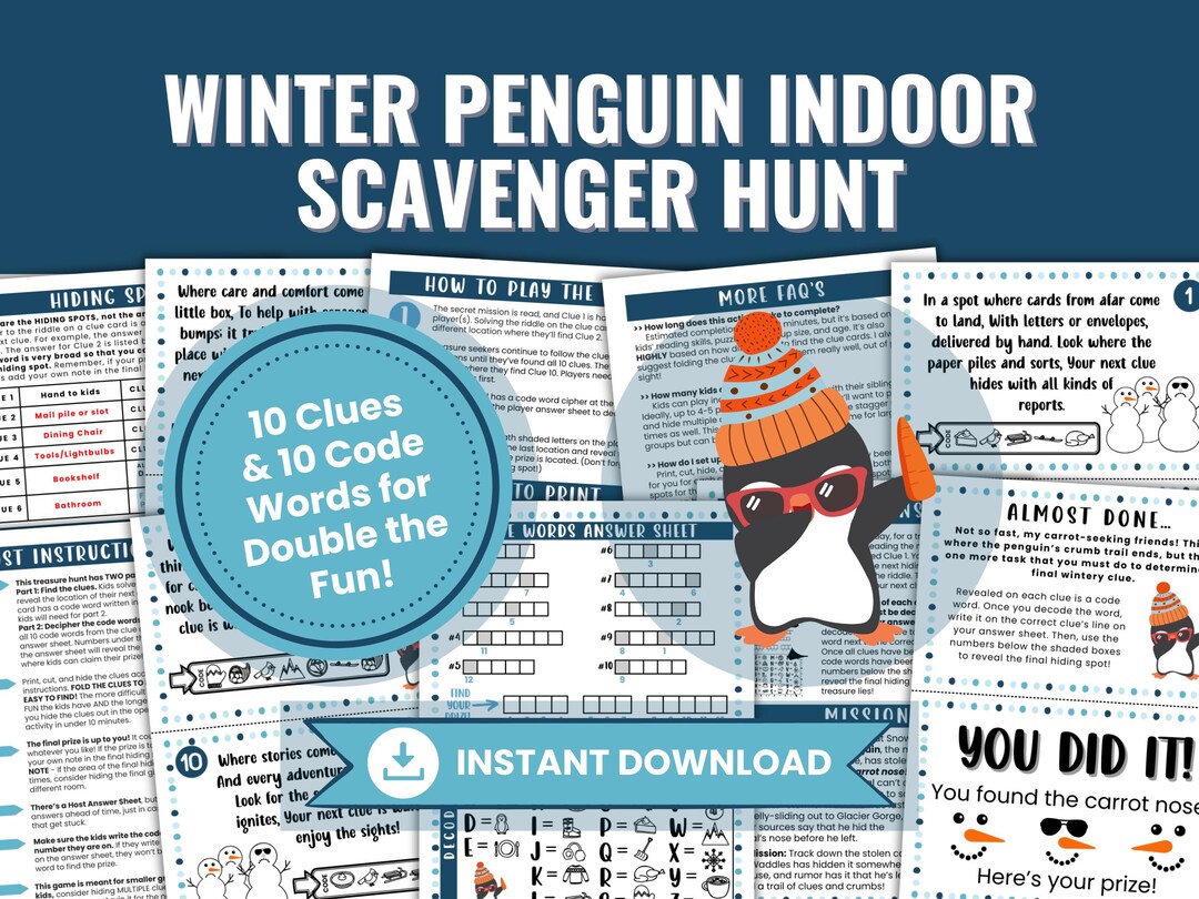 Indoor Winter Scavenger Hunt, Printable Winter Treasure Hunt, Winter ...