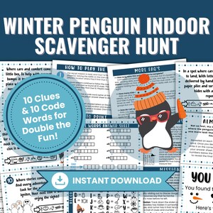 Indoor Winter Scavenger Hunt, Printable Winter Penguin Treasure Hunt ...