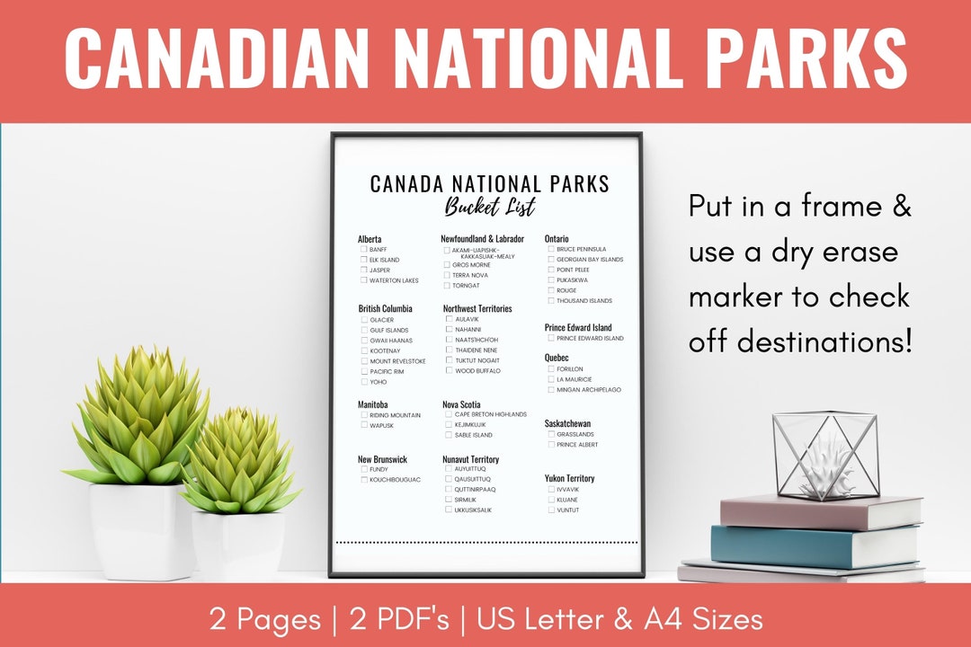 Canada National Parks Bucket List and Map PRINTABLE, 48 Parks Map ...