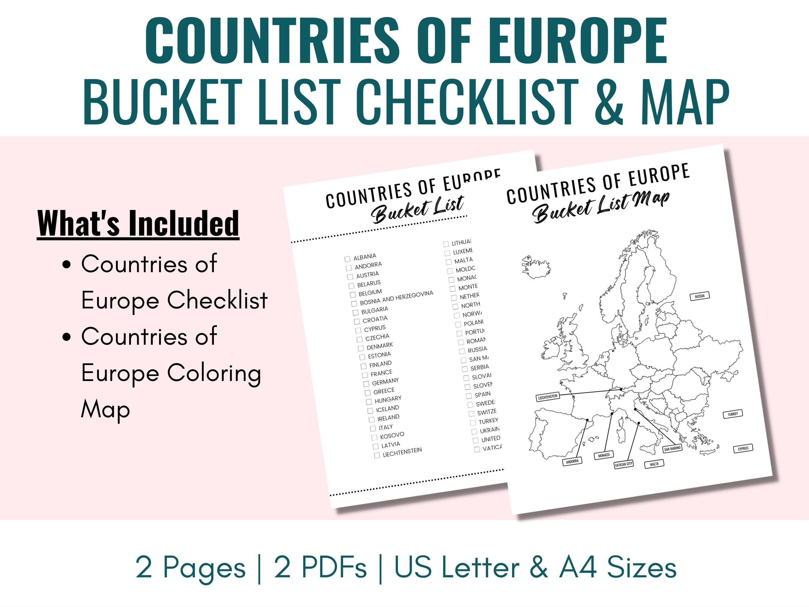 European Countries Checklist at Lula Hurst blog