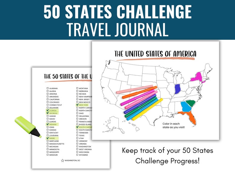 50 States Challenge Travel Journal, My 50 States Adventure Journal ...