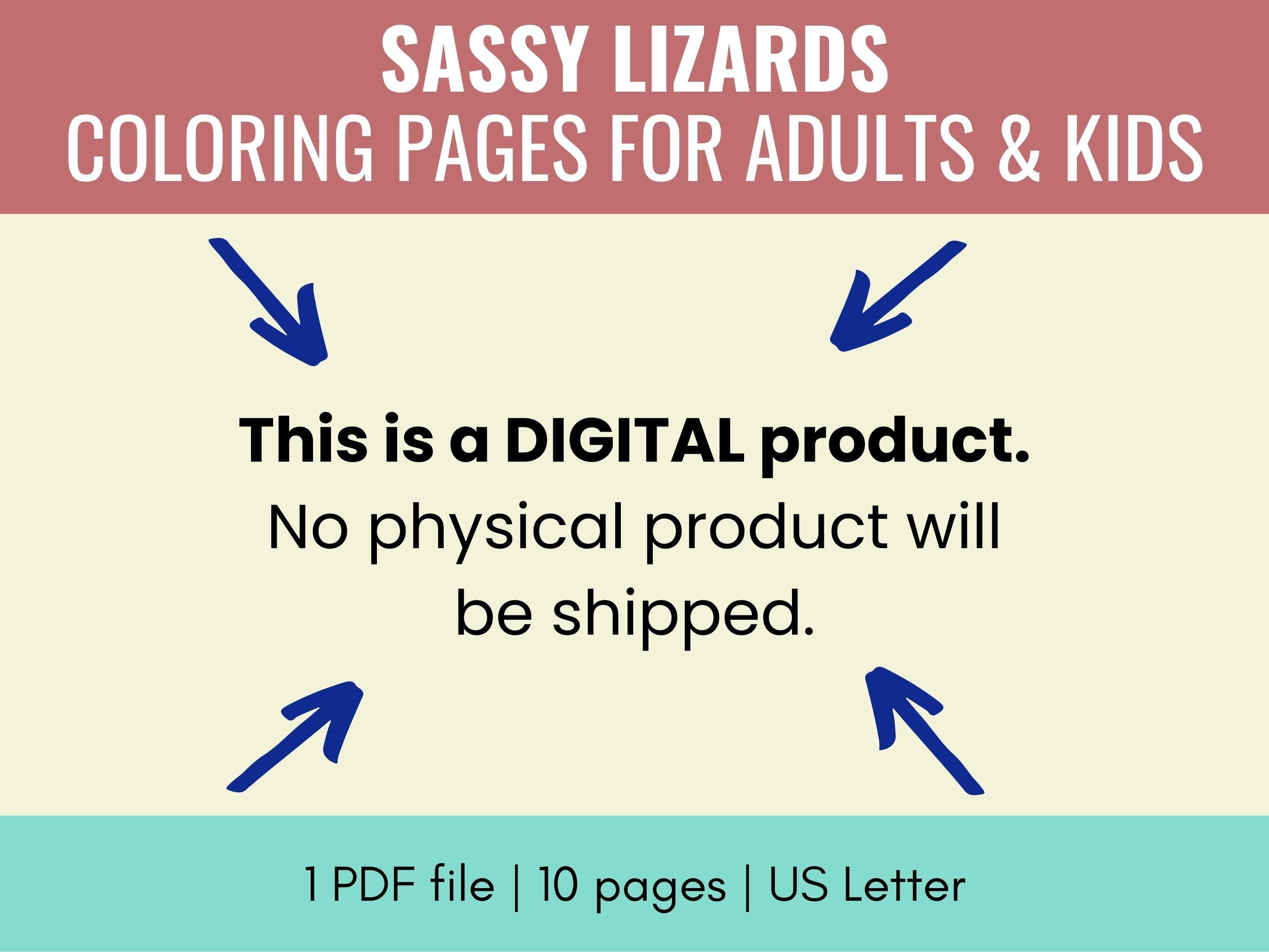 Sassy Lizards Adult Coloring Pages Printable Funny Adult - Etsy