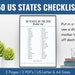 United States Bucket List and Coloring Map PRINTABLE, 50 States ...
