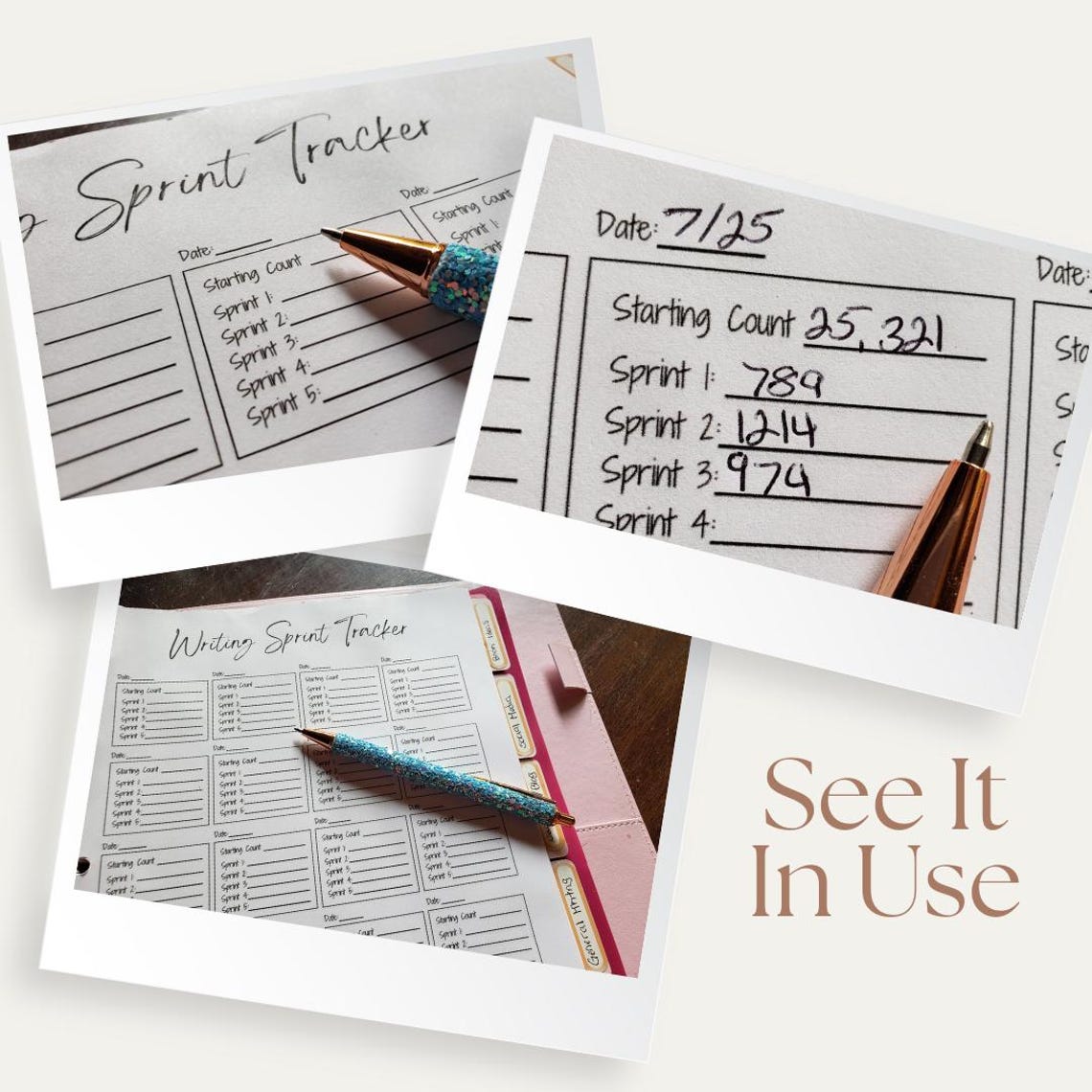 Printable Writing Sprint Tracker, Word Count Template (digital Download ...