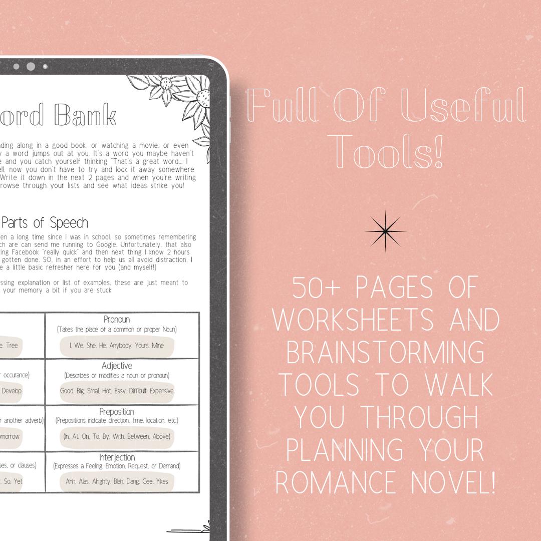 Romance Novel Planner, Novel Writing Planner, Nanowrimo Planner, Novel ...