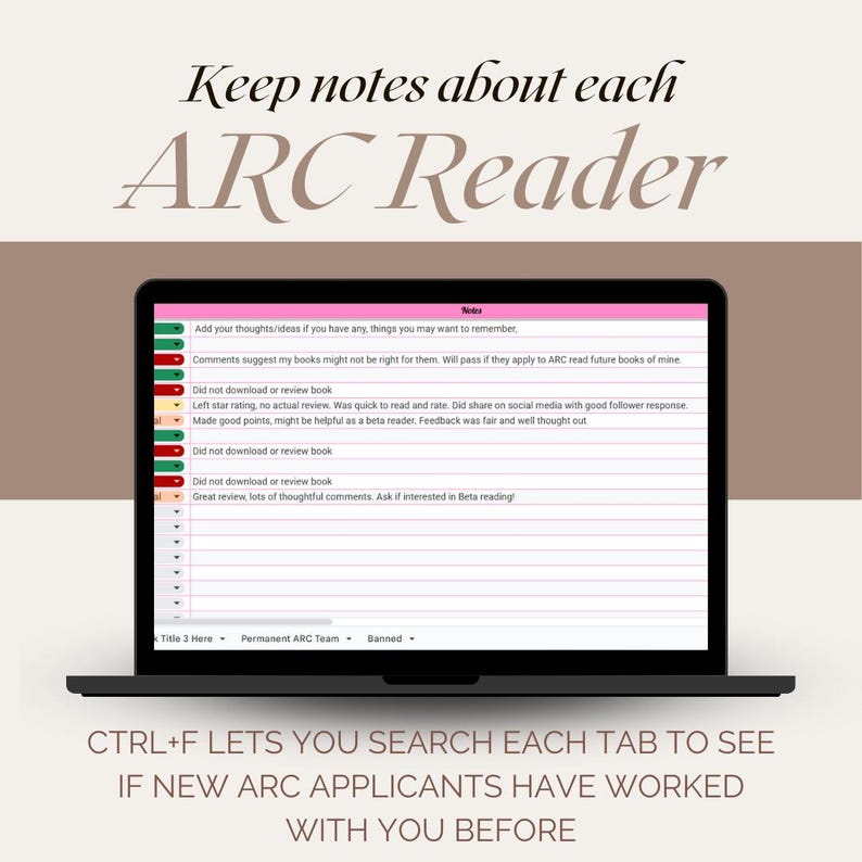 ARC Reader Tracker Spreadsheet, Author ARC Team Manager (digital ...